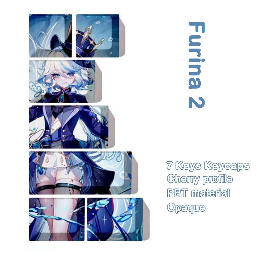 7 Keys/set Game Genshin Impact Keycaps Cherry Profile Anime Character ...