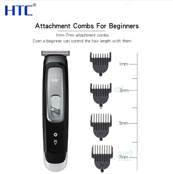 HTC AT-505 zero cutting Men Hair Trimmer USB Charge Hair Clippers Beard ...