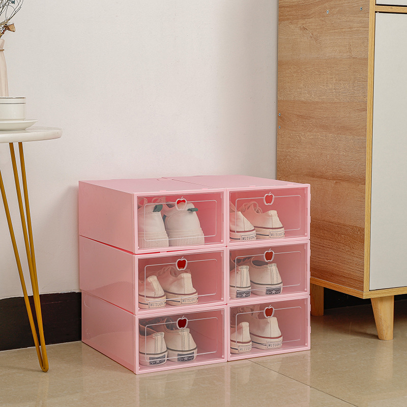 New shoe box opaque plastic dust-proof shoe box apple hole flip shoe ...
