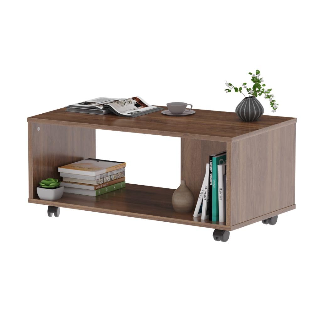 EKRON Center Table with Wheels Open Rack Bed Side Display Stand ...