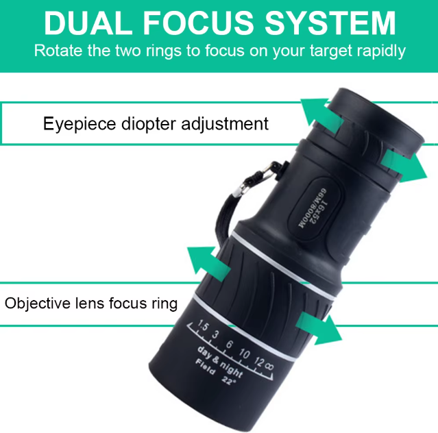 Monocular Dual Focus Optics Zoom (16x52 HD Dual Focus : 182 pDr)