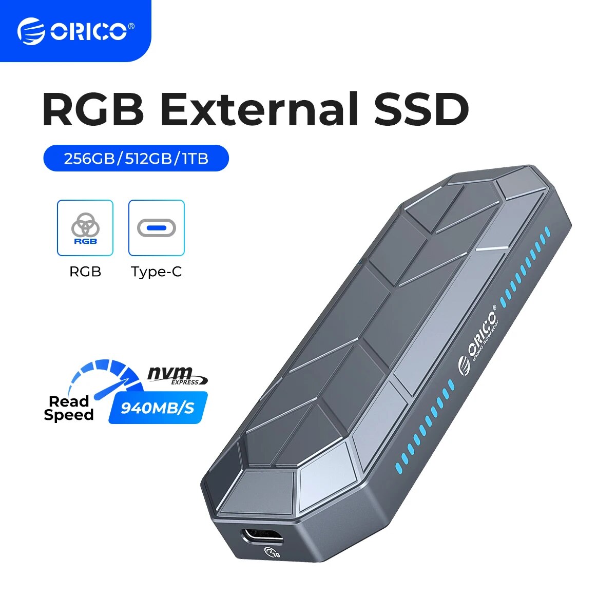 ORICO RGB External SSD 512GB External Hard drive SSD USB 3.1 Gen2 Type ...