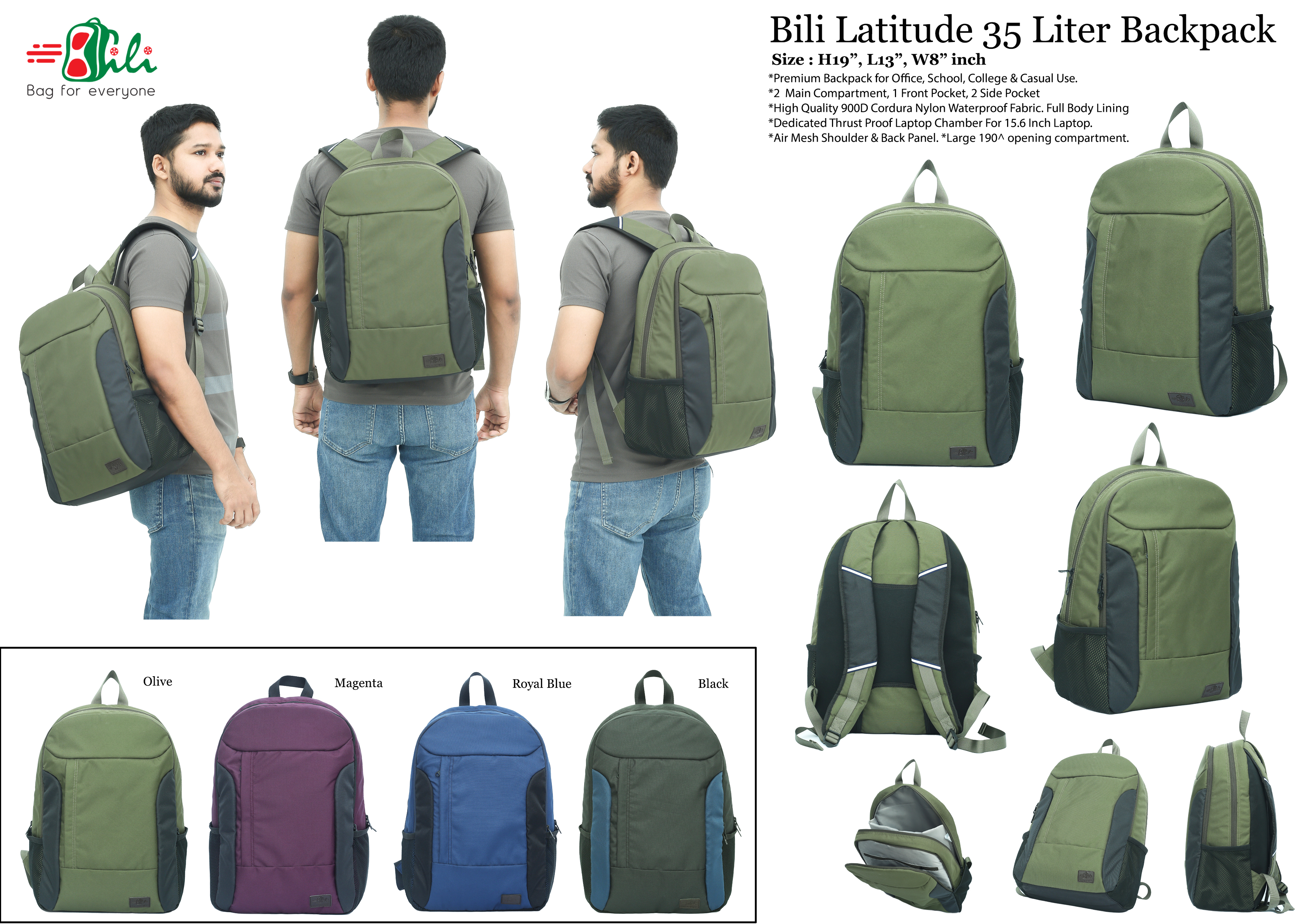 Bili Online Latitude 35 Liter Backpack, Travel Laptop Backpack, Airline ...
