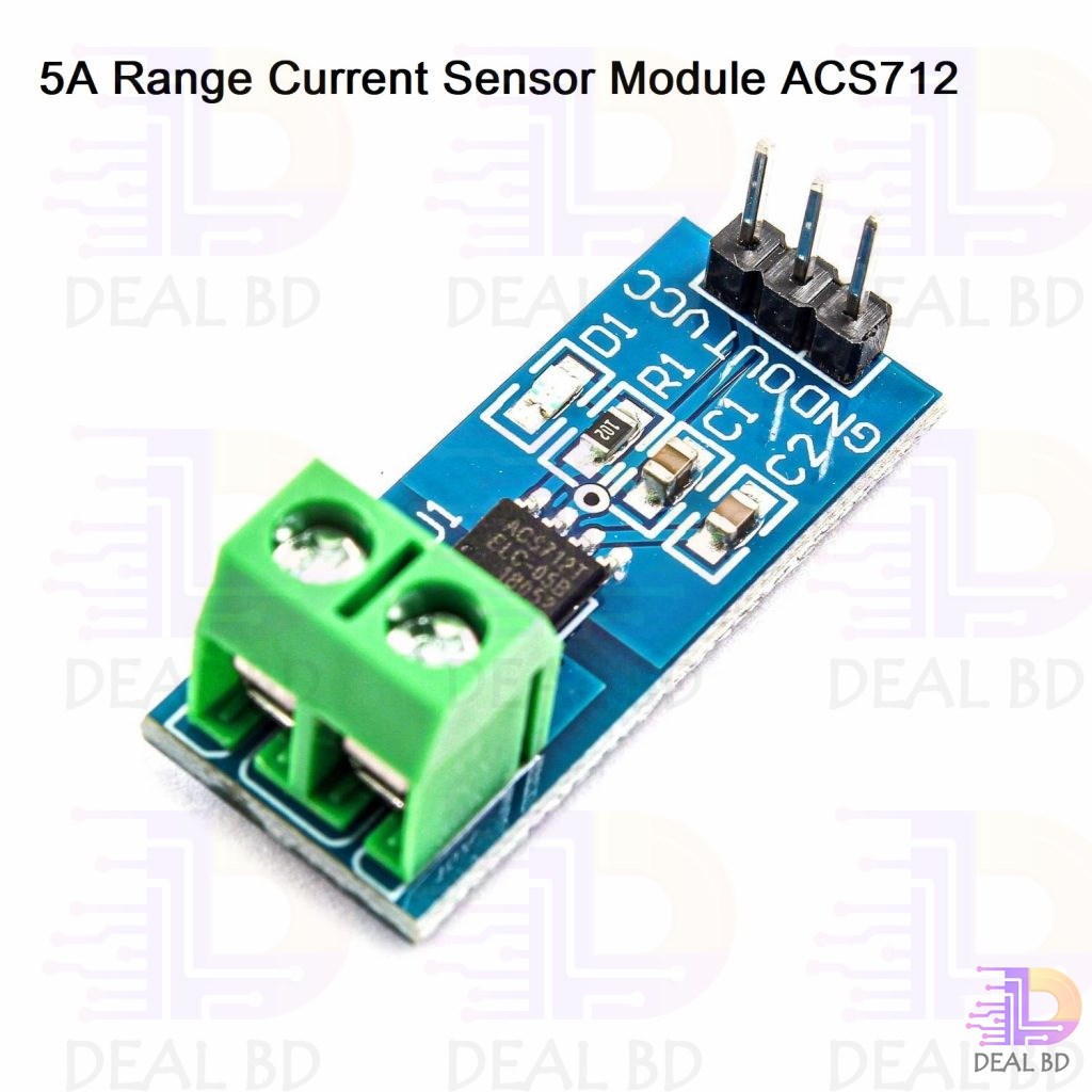 5A Range Current Sensor Module ACS-712 ACS712 5A Hall Effect Current Sensor Module Straight 3 ...