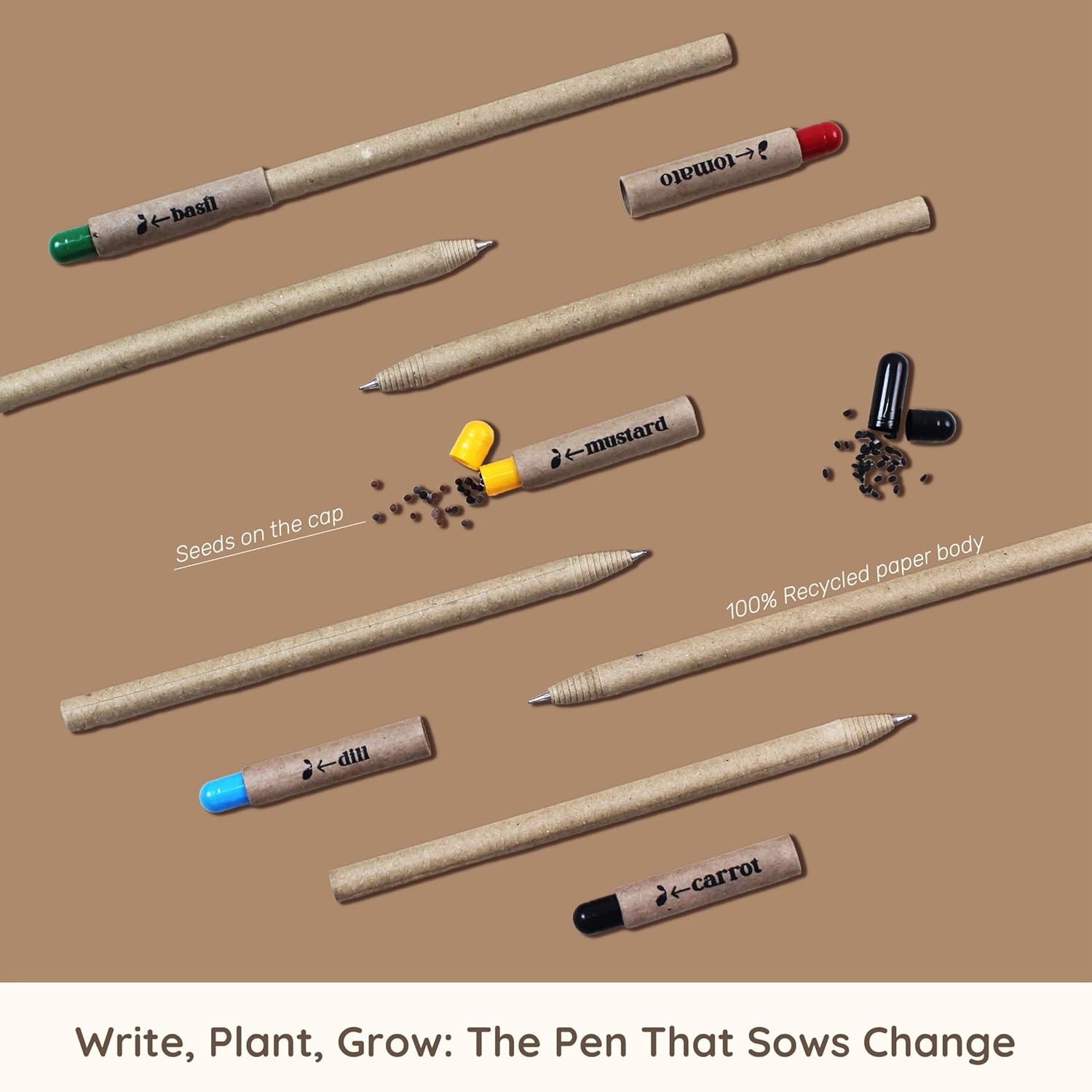 100 Handmade Eco-Friendly Paper Pen 98% Recycled Plantable Seed Pens ...