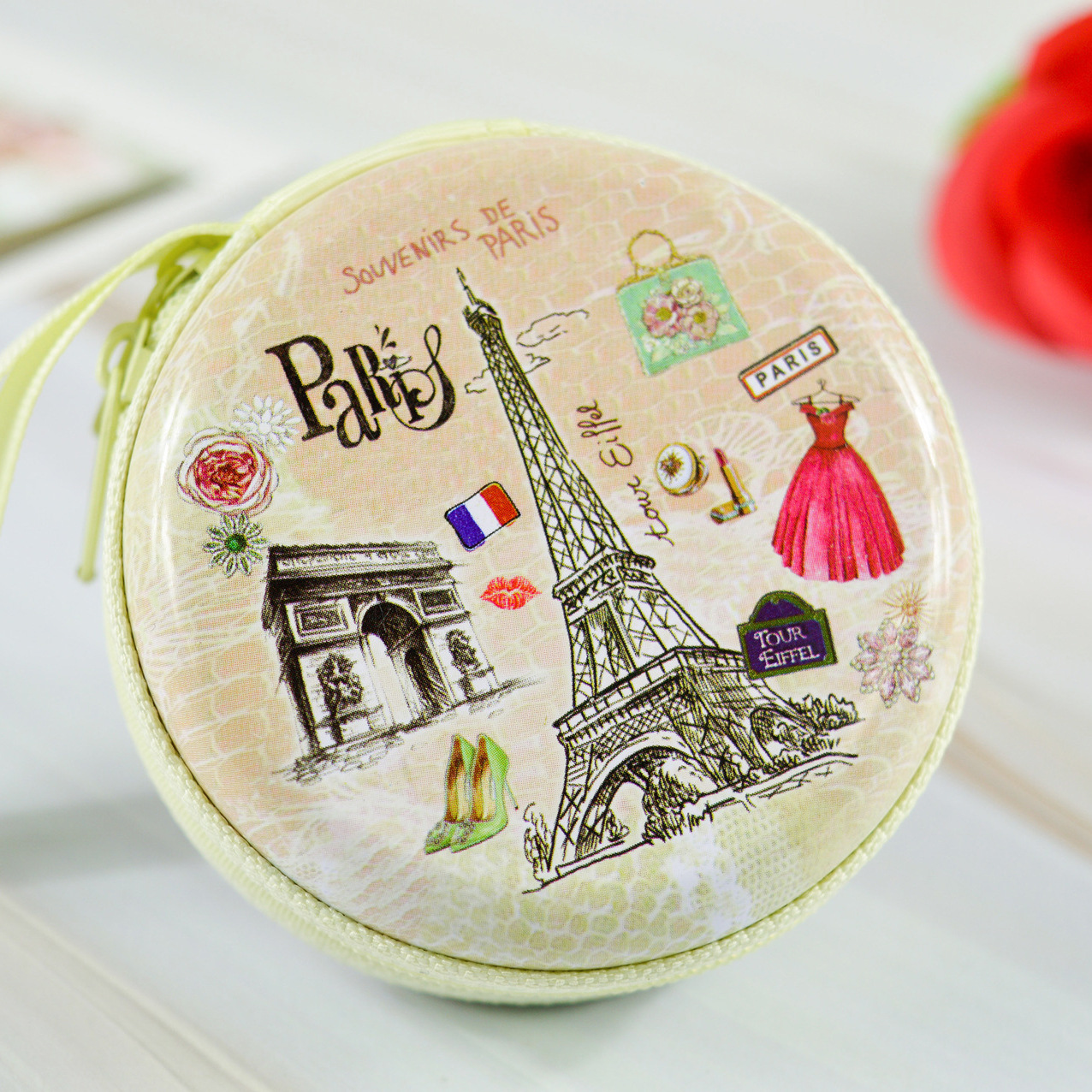 Small Size Iron Tower Cartoon Circular Coin Bag Key Bag Headphone Bag ...