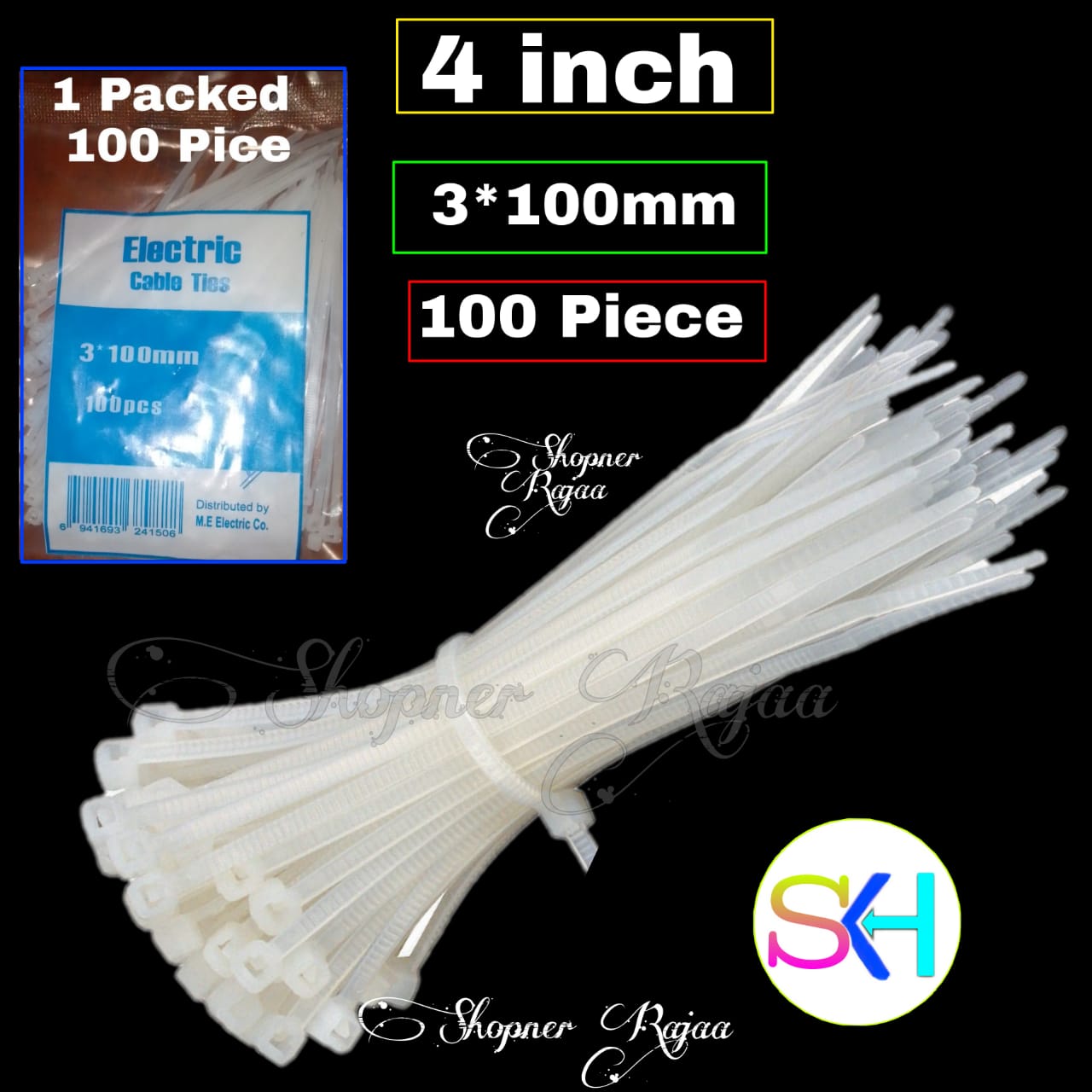 Cable tai 3*100 mm . 4 inch long cable tai 100 piece 1 packet | Daraz ...