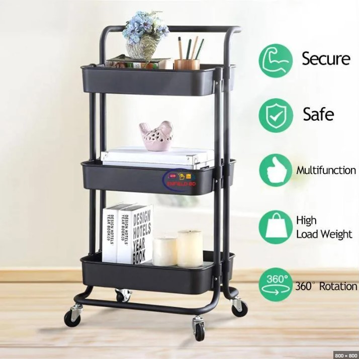3 Layer Kitchen Trolley Multi-function Trolley Storage Trolley. | Daraz.com.bd