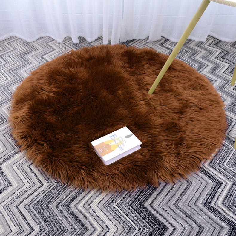 Faux Fur Round Carpet 40cm Soft Washable Rug for Bedroom and Living ...