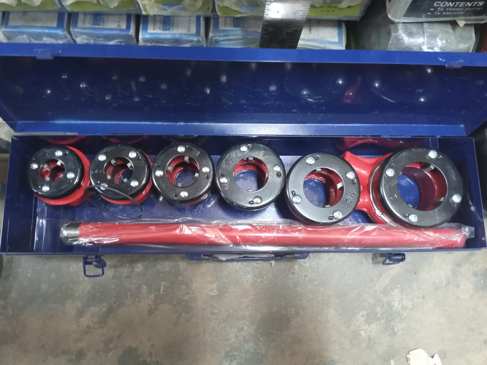 Ratchet Die Stock 9PCS set (6 dies)/ Manual Ratchet Threader 1/2"-2 ...