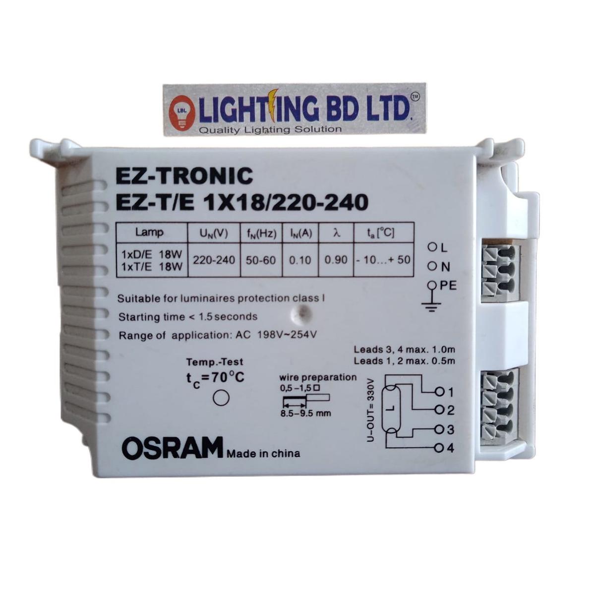 OSRAM 1X18W Electronic Ballast EZ-TRONIC EZ-T/E 220V AC 50Hz | Daraz.com.bd
