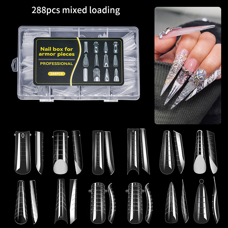 288pcs Nail Nail Models Mixed With 12 Types Of Paper Free Holders With Extended Scales Crystal ...