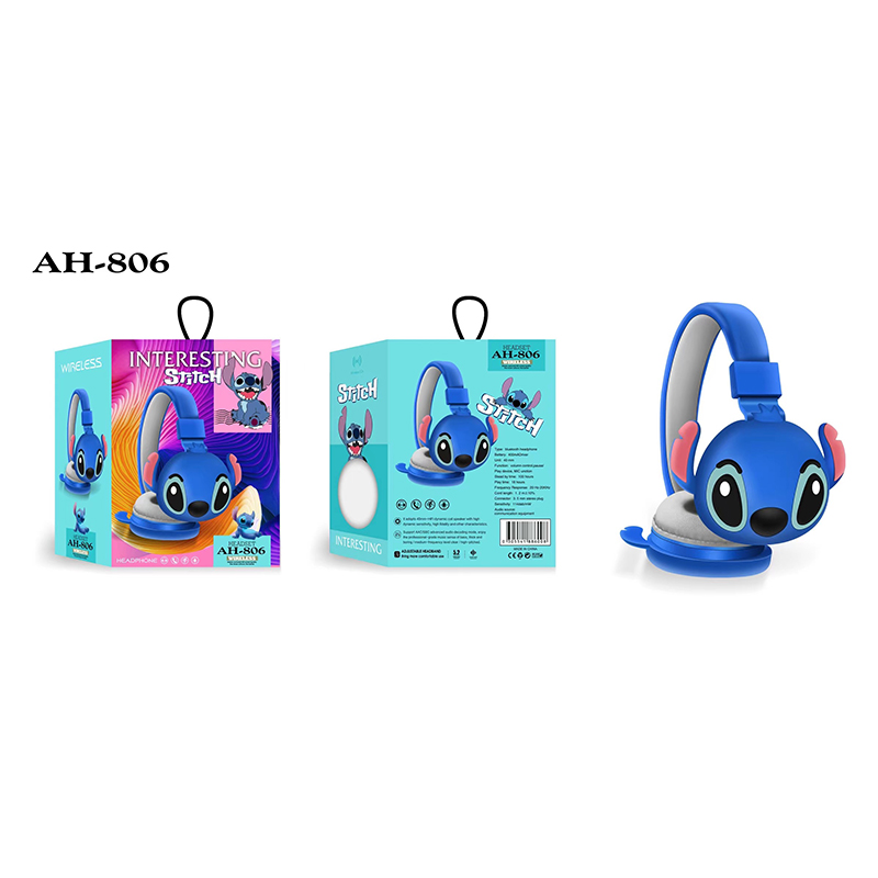 Disney Stitch Wireless Bluetooth Headphones AH-806 HIFI Sound Stereo ...