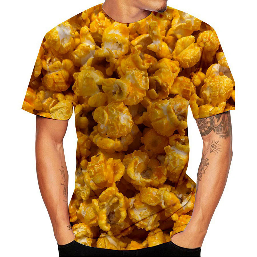Funny popcorn T-shirts food 3D print streetwear men women casual ...