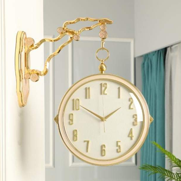 Double Sided Wall Clock, Creativity Double Sided Metal Wall Clocks Mute ...