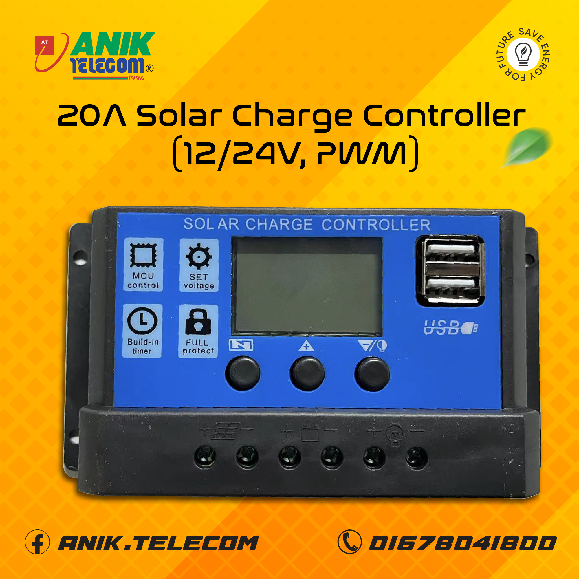 20A PWM Solar Charge Controller 12V 24V Solar Panel Lcd Display Digital PWM Charge Controller ...