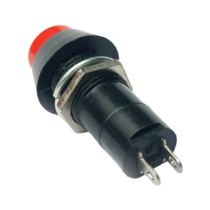 2 Pcs Round Red Push Button Switch AC 250V 3A SPST ON-OFF Switch