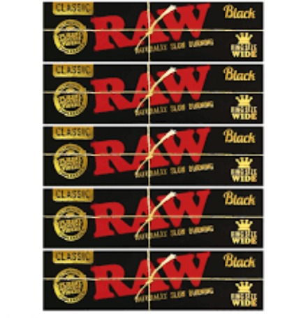 RAW Black King Size Slim Rolling Papers Full Box | 50 Packs of the ...