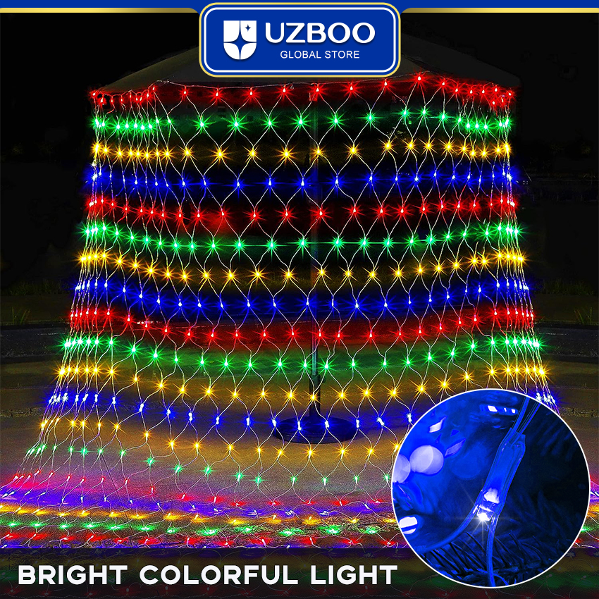 UZBOO 220V String Lights Outdoor Christmas Net Lights LED Mesh String ...