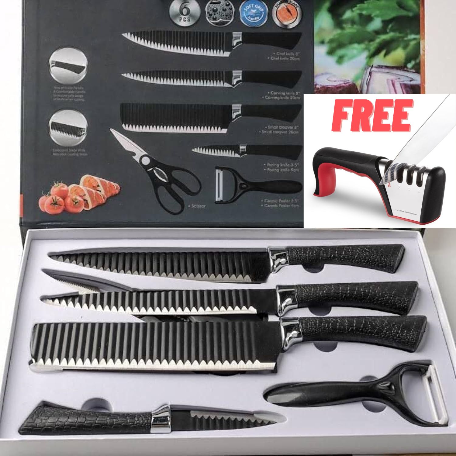 ZEPTER 6 PC Knife Set for Kitchen Cooking Knives Steak Knives with Free ...