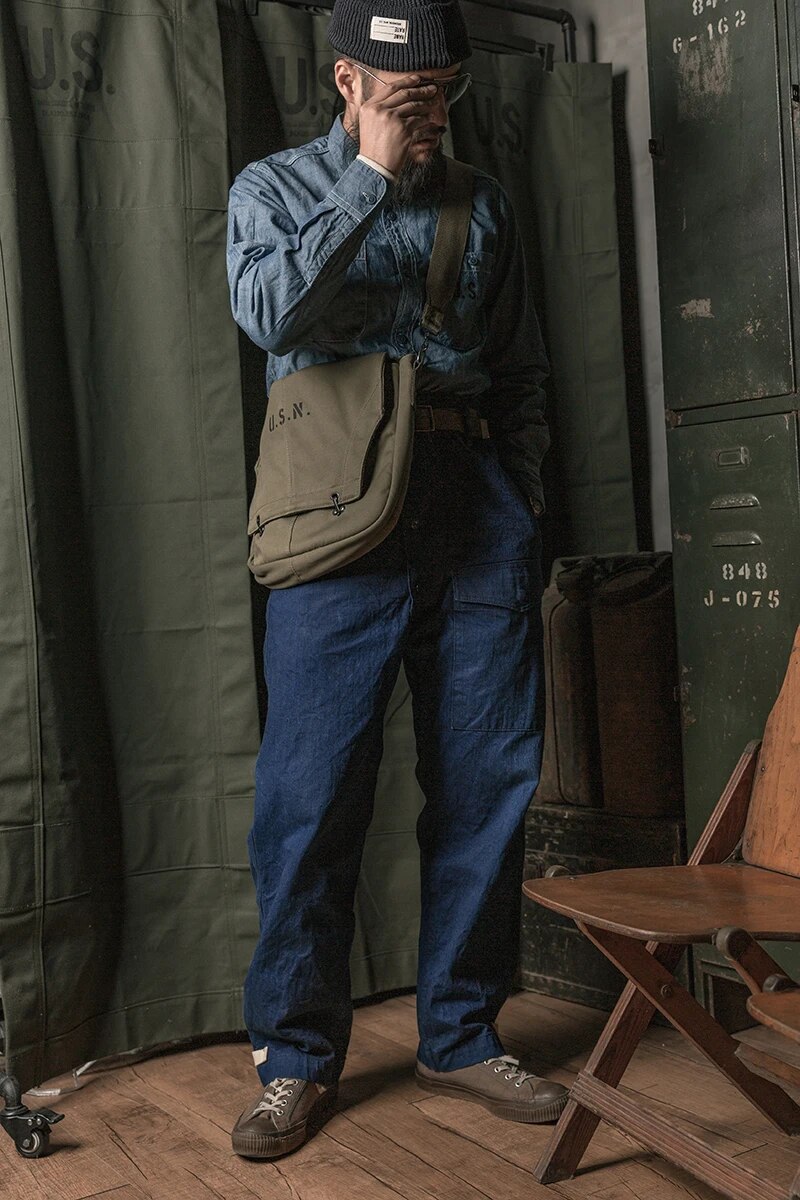 Bronson USN Selvedge Chambray Work Shirt Naval Long Sleeve Utility ...
