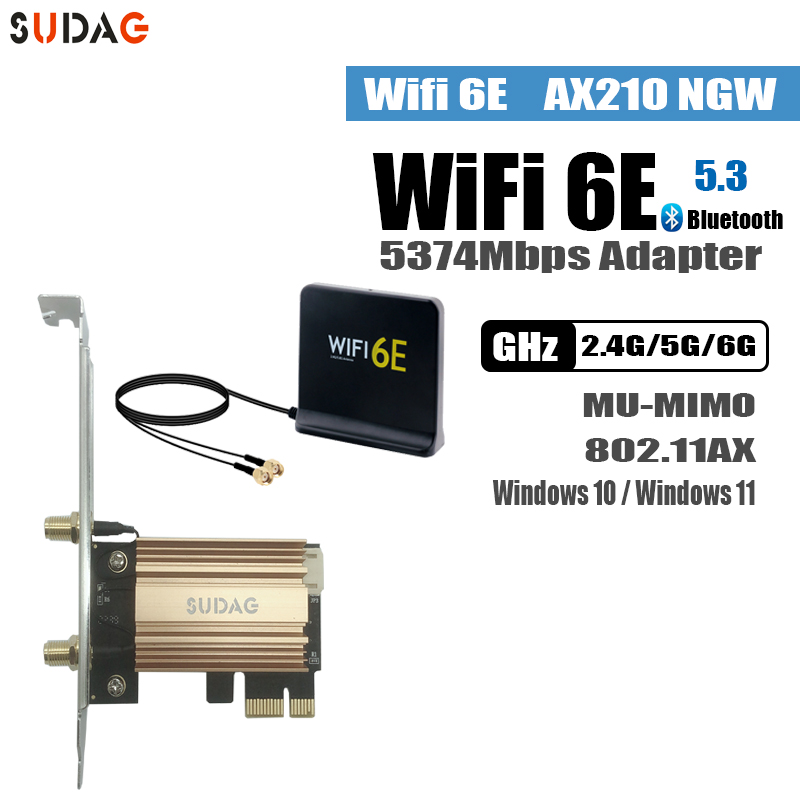 5374Mbps Wi-Fi 6E PCIe Wireless Network Card 5G/6Ghz WiFi Adapter Bluetooth 5.3 PCI Express 802 ...