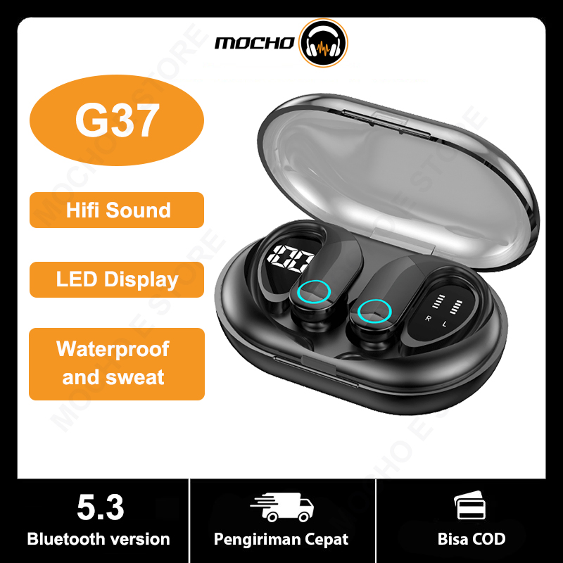 MOCHO Headset Bluetooth Earphone TWS Wireless Olahraga Earphone LED ...