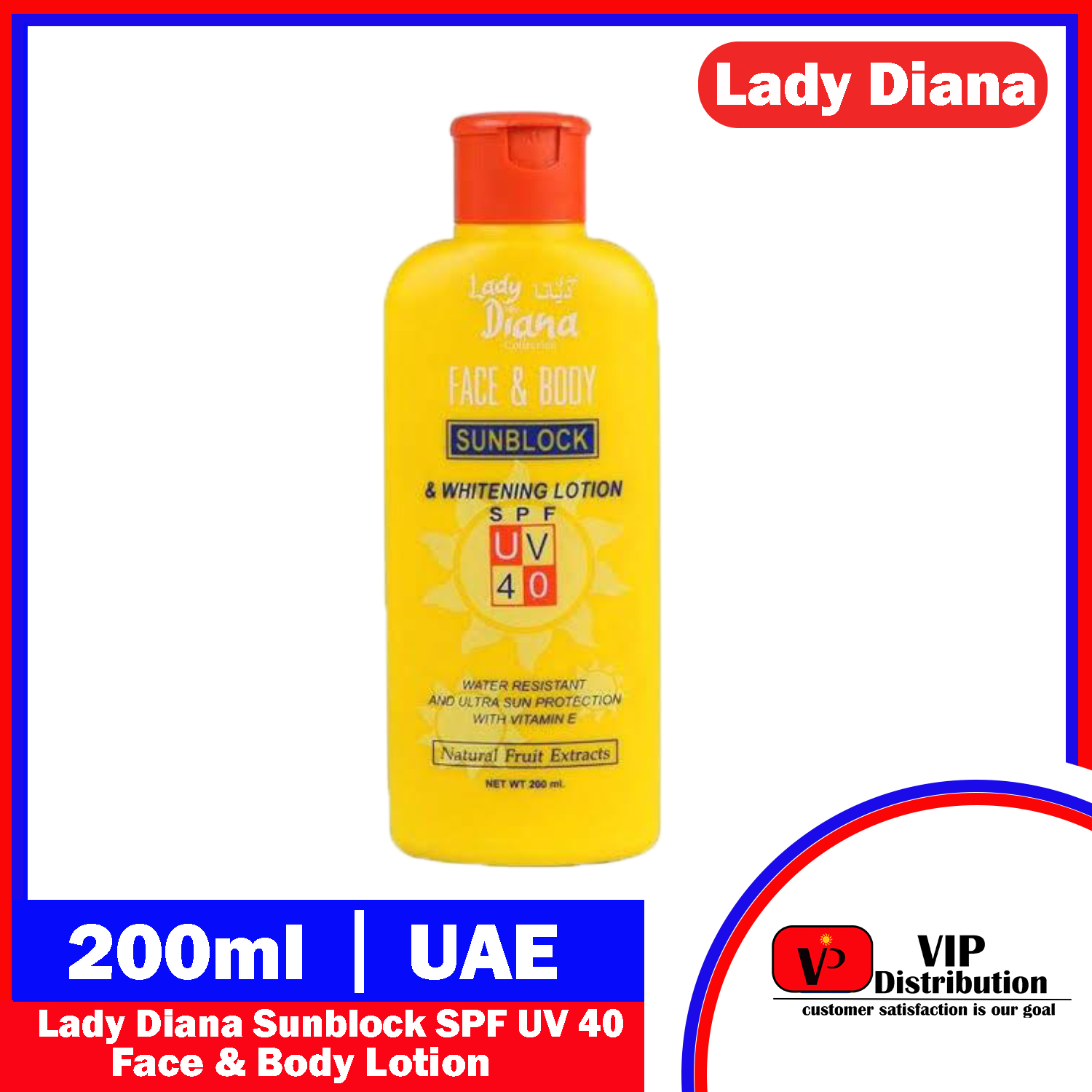 Lady Diana Sunblock SPF UV 40 Face & Body Lotion 200ml | Made in UAE ...