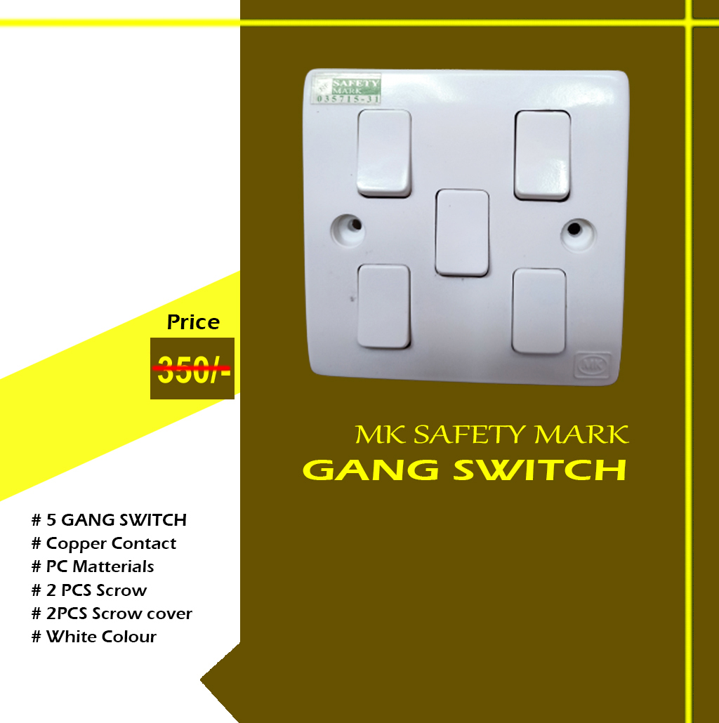 MK Safety Mark Gang Switch (5 Switch) | Daraz.com.bd