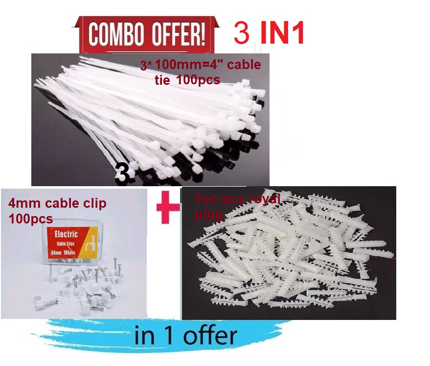 Cable tie cable clip and royal plug combo offer 3IN1 - Multi Plug ...