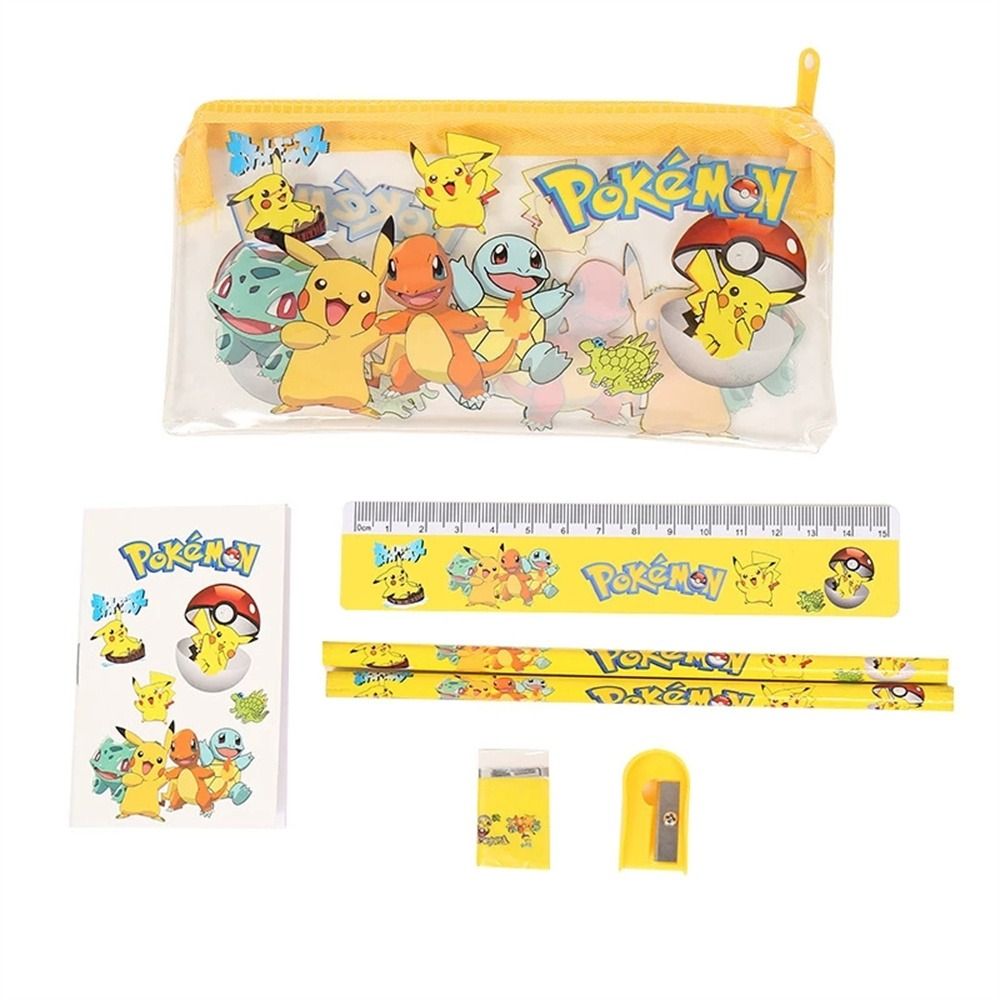 Anime Student Gift Doraemon Pikachu Pencil Sharpener Stationary Set ...