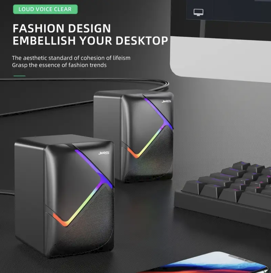 JEDEL-S-526 RGB Stereo SpeakerComputer Speakers 2.0 Channel PC Computer 3.5mm Cable USB Powered ...