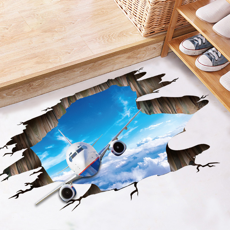 Decoration Life Miico Creative 3D Sky Flying Plane Broken Wall ...