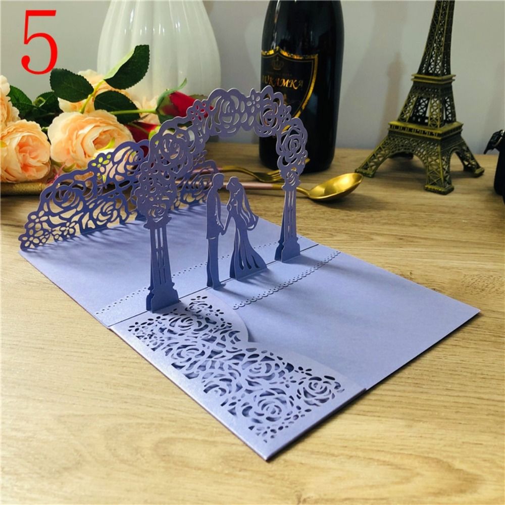 Laser cut 3D Wedding Invitation Pop up Hollowing Out Greeting Cards ...