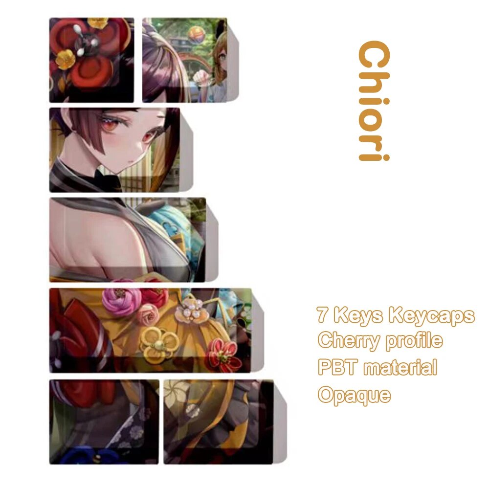 7 Keys/set Game Genshin Impact Keycaps Cherry Profile Anime Character ...
