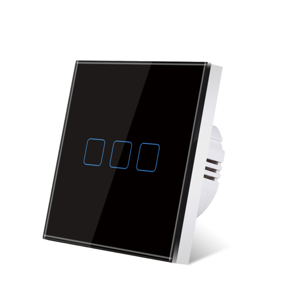1/ 2 /3 Gang EU Touch Switch LED Backlight Panel Tempered Crystal Glass ...