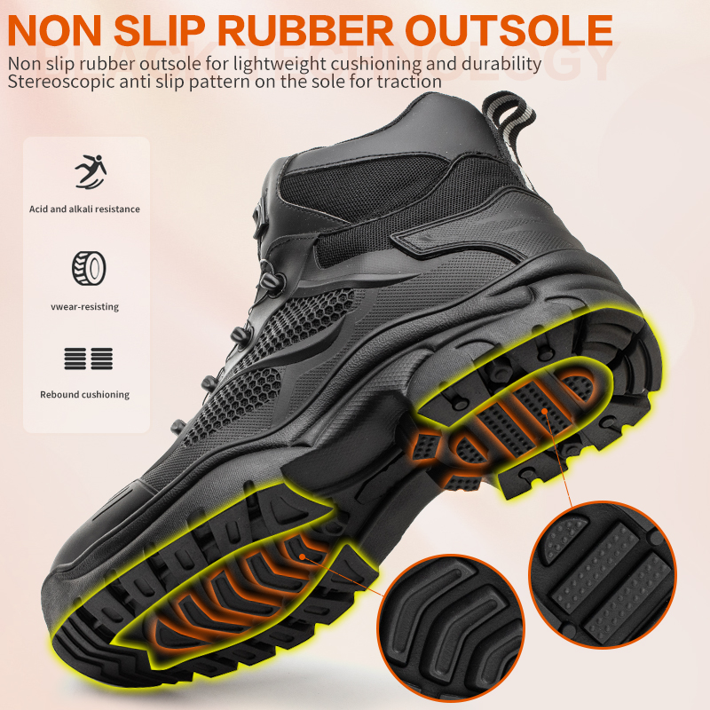 Rotary Buckle Work Boots Safety Steel Toe Shoes Men Breathable Safety ...
