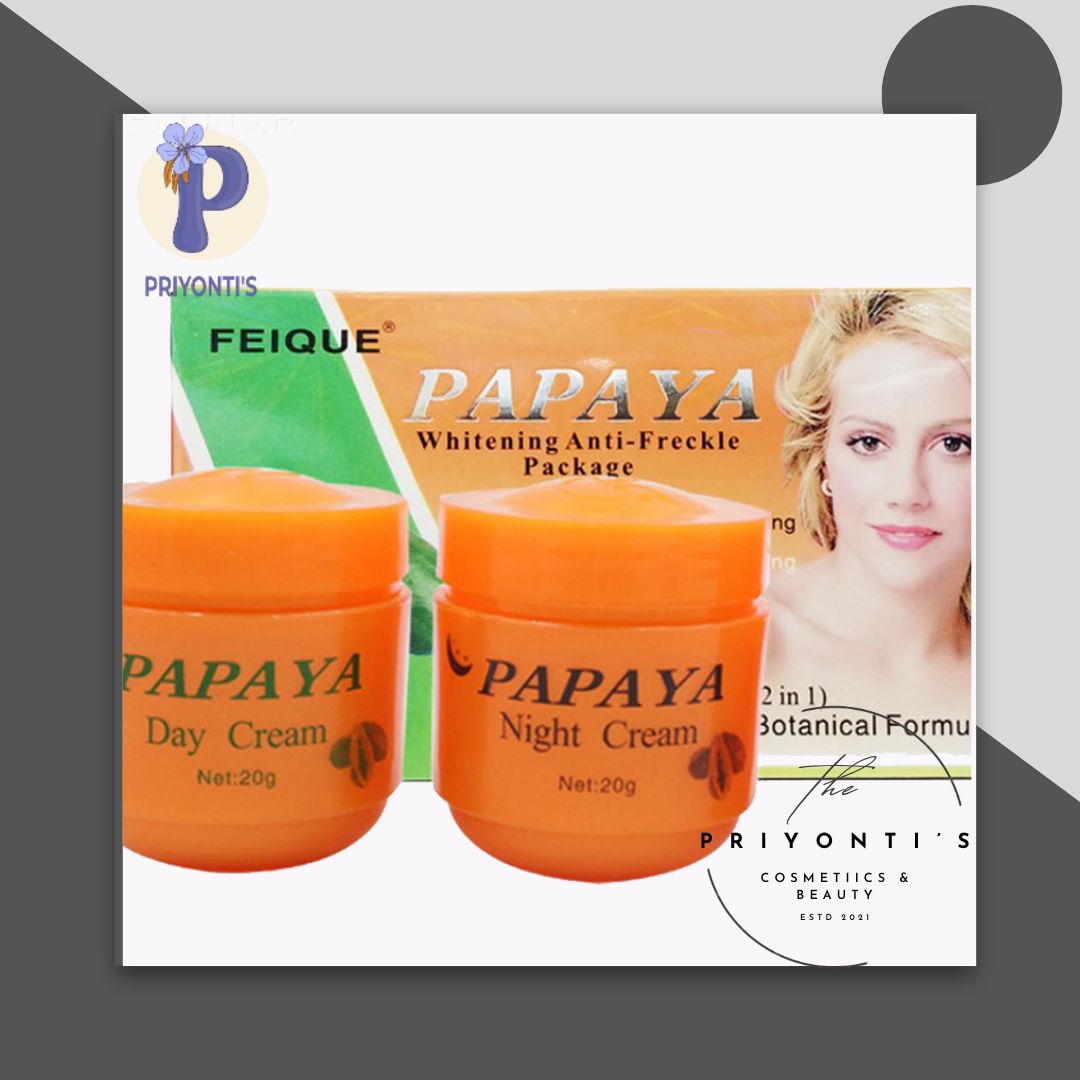 FEIQUE Papaya Whitening Anti-Freckle Day Night Cream Set-20g
