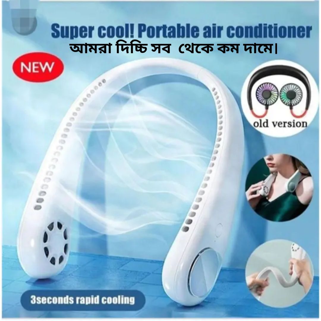 New Hanging Neck Fan LED Digital Display Portable Cooler Fan Bladeless ...