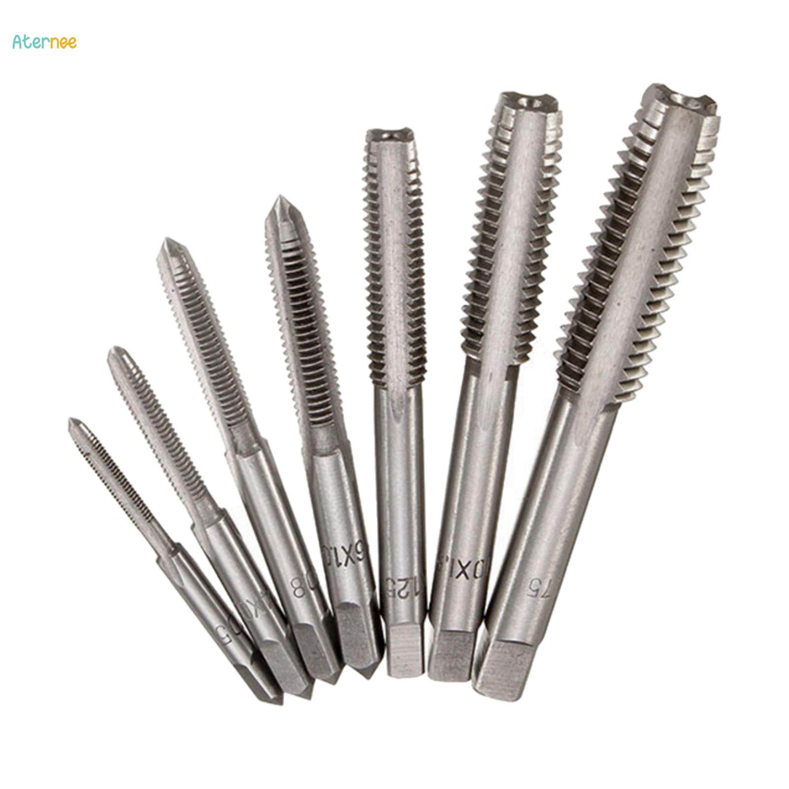 7Pcs Metric Machine Thread Screw Tap Set/ M3-M12 HSS Straight Fluted ...
