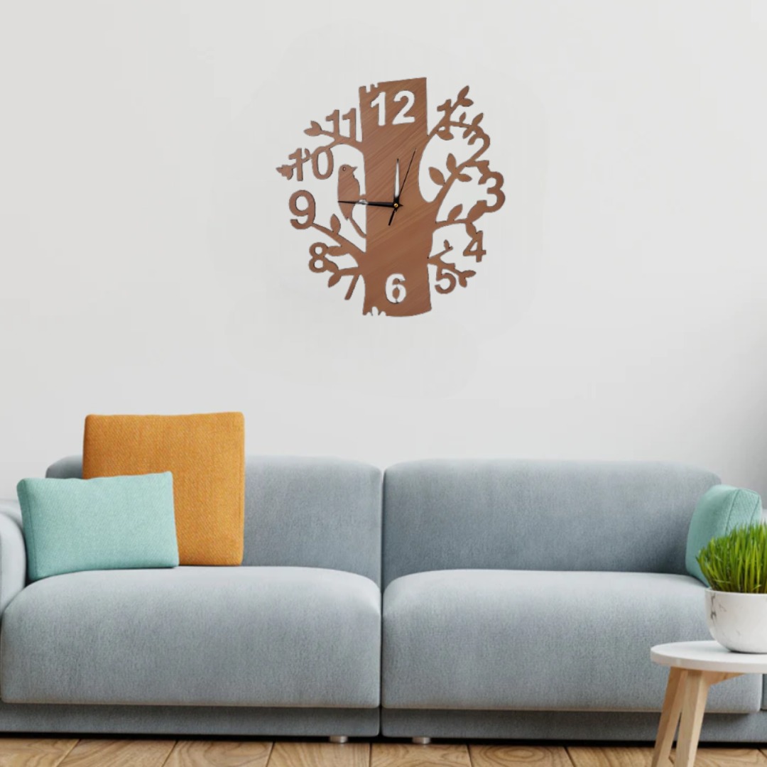Wall Clock Tree Birds Shaped Laser Cut Designer Wooden Wall Clock ...