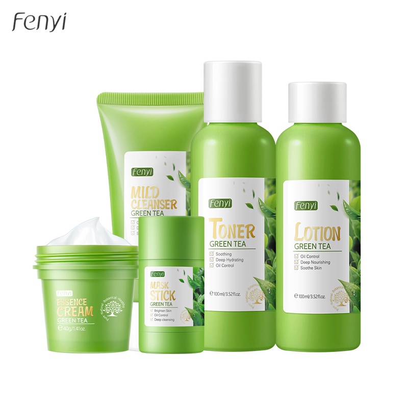 Fenyi Green Tea Skincare Set Moisturizing Cleansing Pore Glowing Skin ...