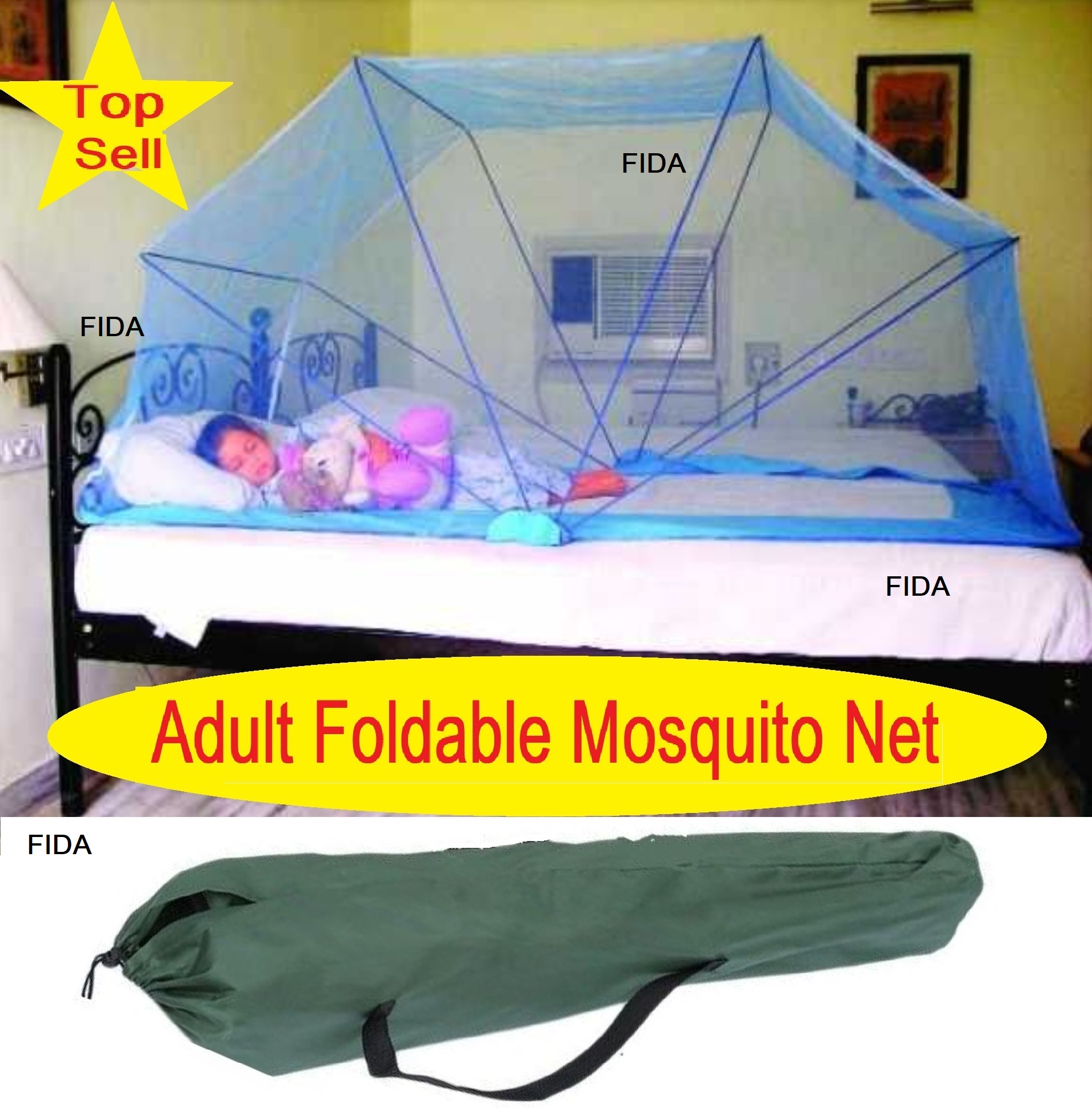 Magic Folding Mosquito Net single bed size free carry bag portable ...