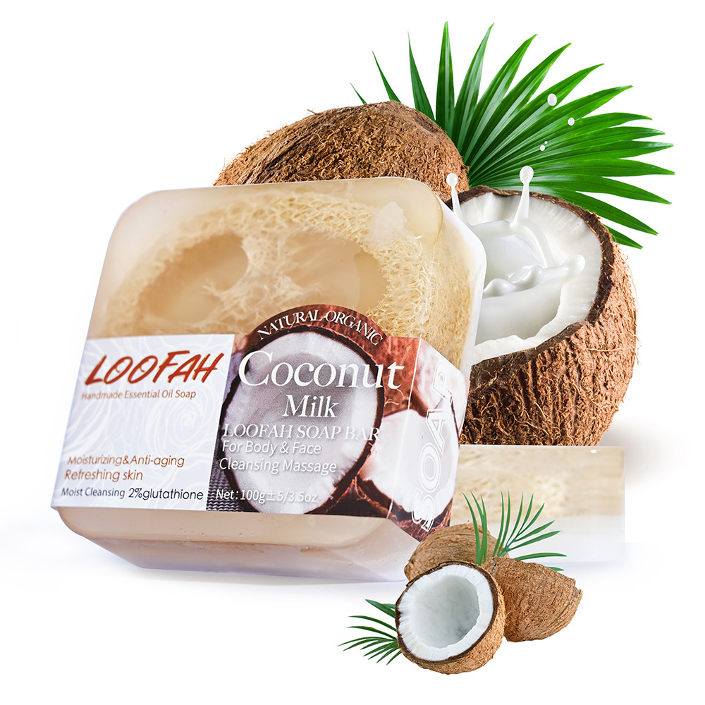 coconut milk Loofah Handmade Soap 100 ml – Exfoliate & Refresh ...