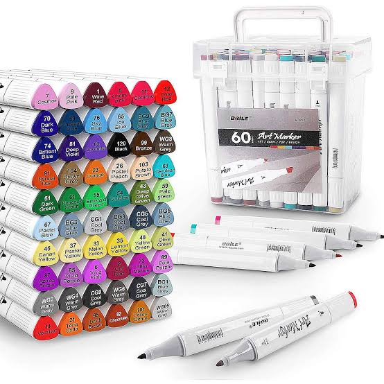 Deli 24 Colors Instant Dry Dual Tip Art Markers,