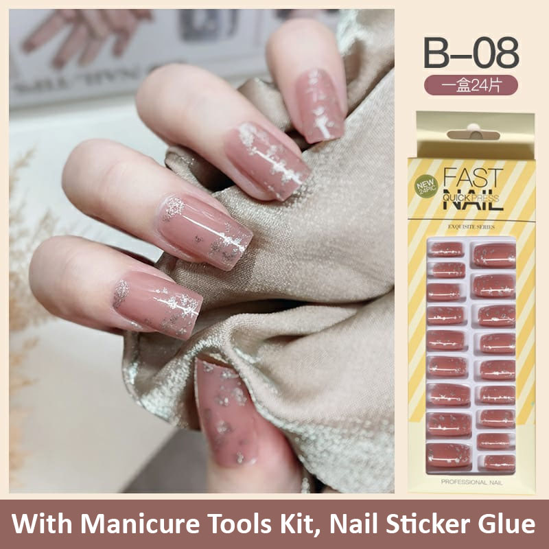 Fast Nail B Series Quick Press 24x False Nail Set With Sticker Glue ...