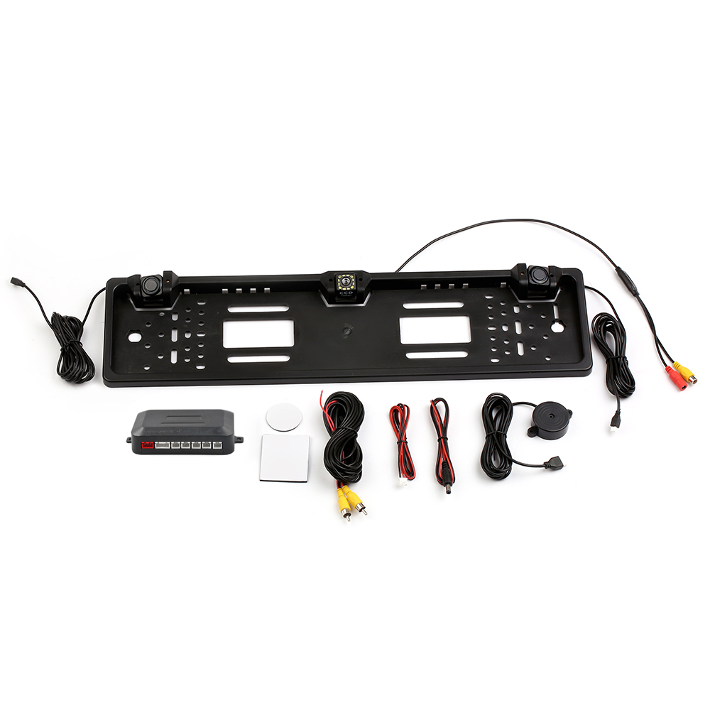 European License Plate Frame Backup Camera 12 LED Rear View Camera with ...