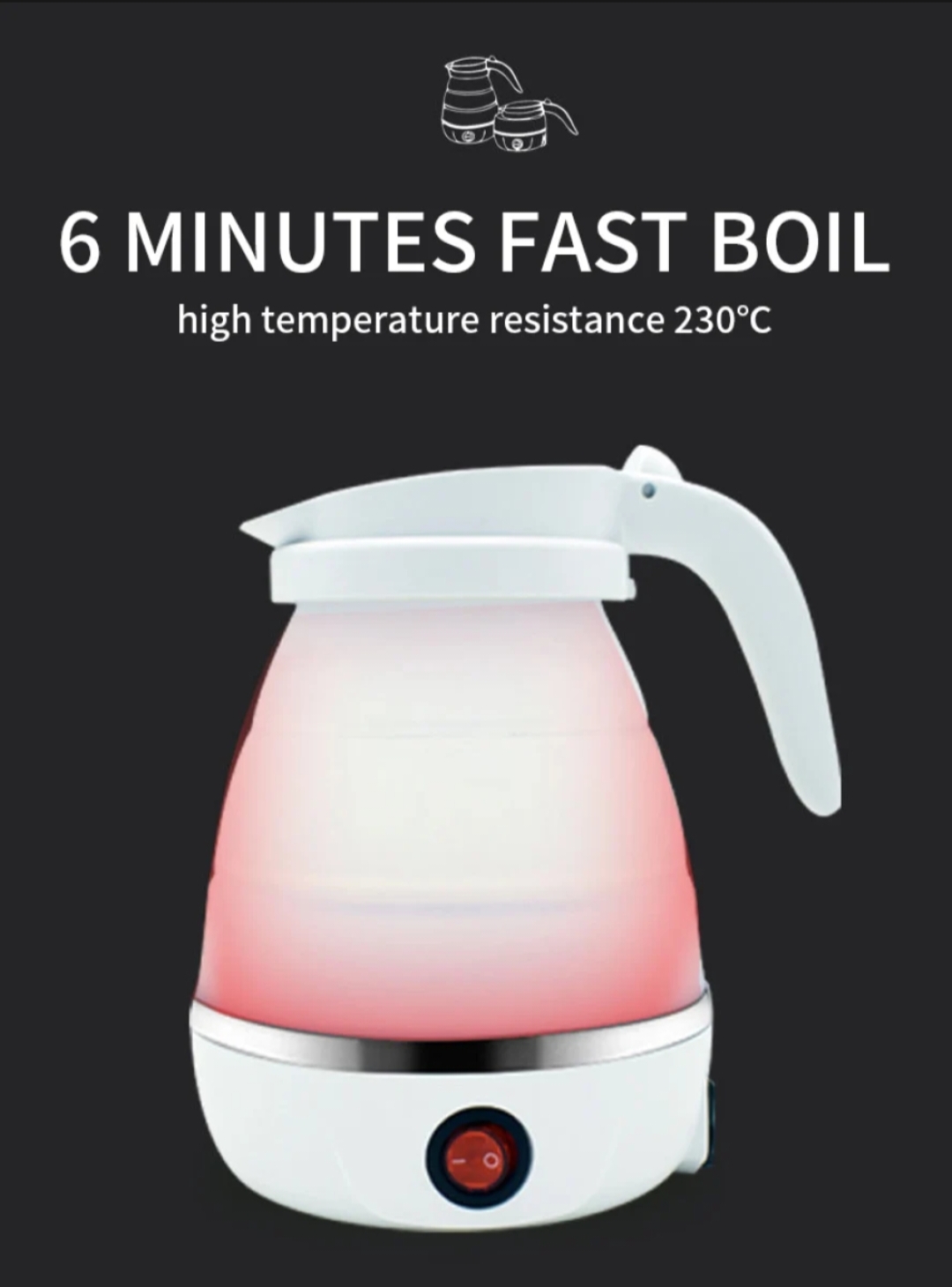 Silicone Foldable Electric Kettle / Portable Mini Electric Kettle for ...