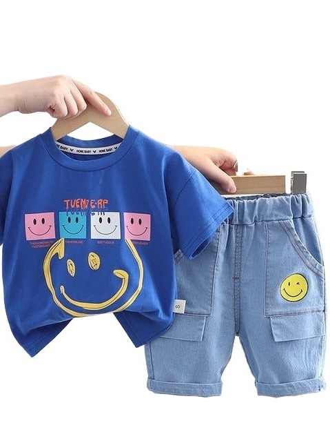 Boys , Summer outfits lightweight short sleeve T-shirt and denim pant 2 ...