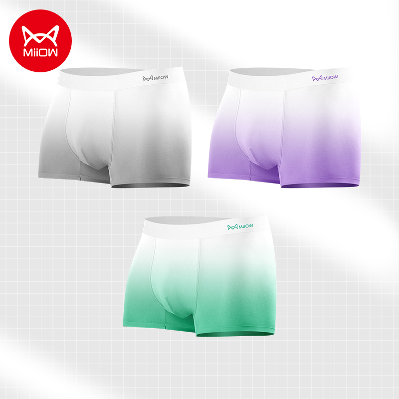MiiOW 3pcs Ice Silk Men's Underwear AAA Antibacterial Mulberry Silk Crotch Summer Seamless ...